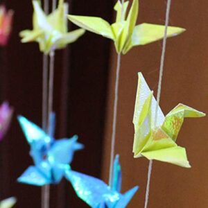 SHHS Twinkle Paper Crane Hanging Garlands ((3stringsX 3.3ft), Colorful Origami Birds Streamers for Bridal Shower, Baby Shower Birthday Party Supplies