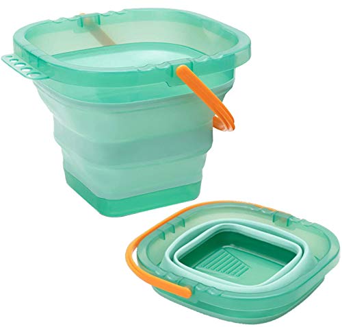 Paint Brush Washer Cleaner Painting Water Cup Bucket Basin Foldable Collapsible 0.8 Gal (Turquoise)