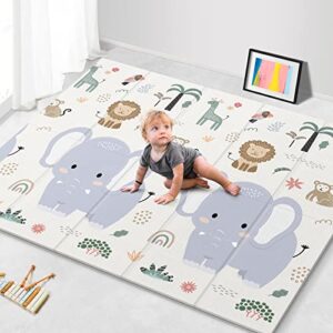 baby play mat, 79×71 foldable play mat for baby, extra large non-toxic tummy time and crawling mat, thick foam play mat for baby, reversible portable baby floor mat for infant, toddler