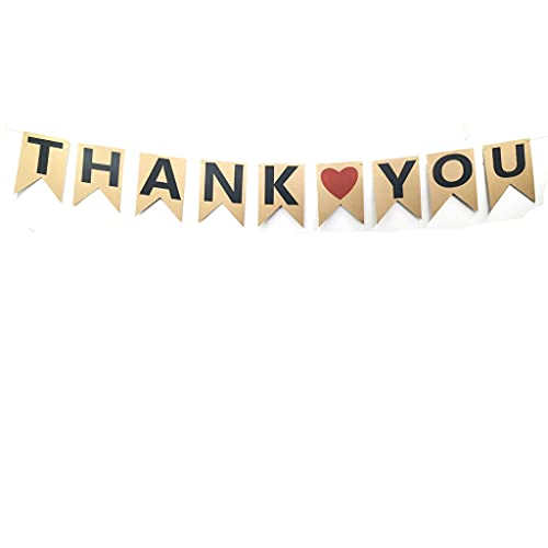 Thank You Banner Kraft Paper Pre-Strung Thanksgiving Wedding Birthday Engagement Bridal Shower Decorations Supplies Hanging Sign Photo Booth Props