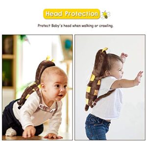 Baby Head Protector & Baby Knee Pads for Crawling,Adjustable Toddlers Head Safety Pad Cushion Backpack,Baby Back Protection for Crawling & Walking,for Age 5-24months,Bee