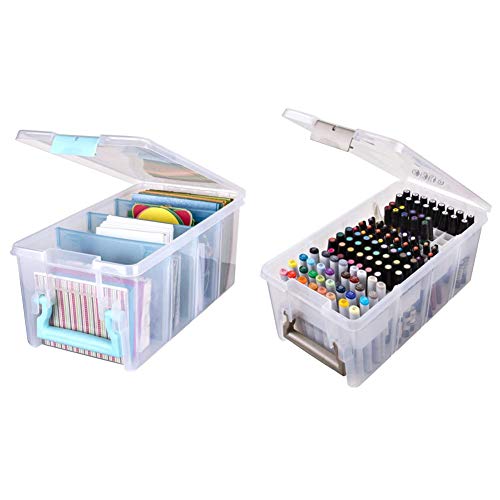 ArtBin Art Bin 6925AA Semi Satchel & ArtBin 6934AB Satchel with Marker Tray, Art & Craft Organizer, [1] Plastic Storage Case, Clear, 15.25 x 8 x 6.25, Translucent