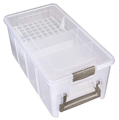 ArtBin Art Bin 6925AA Semi Satchel & ArtBin 6934AB Satchel with Marker Tray, Art & Craft Organizer, [1] Plastic Storage Case, Clear, 15.25 x 8 x 6.25, Translucent