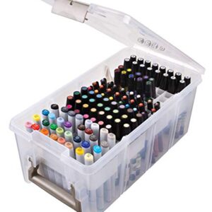 ArtBin Art Bin 6925AA Semi Satchel & ArtBin 6934AB Satchel with Marker Tray, Art & Craft Organizer, [1] Plastic Storage Case, Clear, 15.25 x 8 x 6.25, Translucent