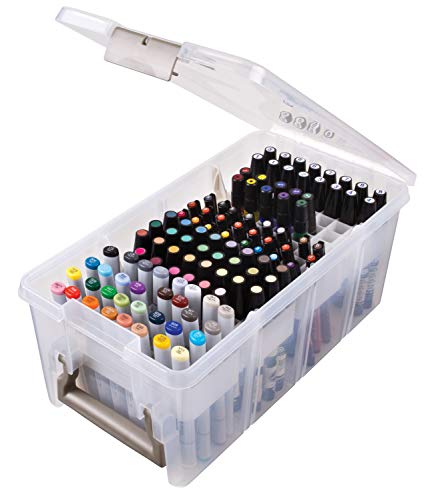 ArtBin Art Bin 6925AA Semi Satchel & ArtBin 6934AB Satchel with Marker Tray, Art & Craft Organizer, [1] Plastic Storage Case, Clear, 15.25 x 8 x 6.25, Translucent