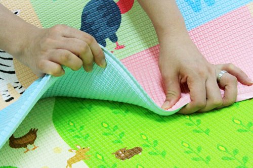 Baby Care Play Mat - Playful Collection (Busy Farm, Medium) - Play Mat for Infants – Non-Toxic Baby Rug – Cushioned Baby Mat Waterproof Playmat – Reversible Double-Sided Kindergarten Mat