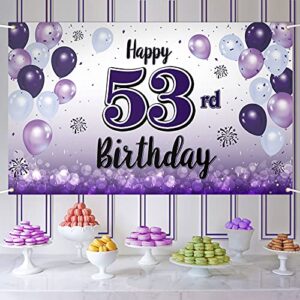 laskyer happy 53rd birthday purple large banner – cheers to 53 years old birthday home wall photoprop backdrop,53rd birthday party decorations.