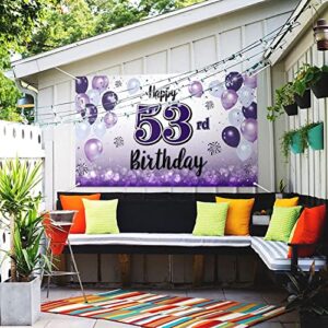 LASKYER Happy 53rd Birthday Purple Large Banner - Cheers to 53 Years Old Birthday Home Wall Photoprop Backdrop,53rd Birthday Party Decorations.