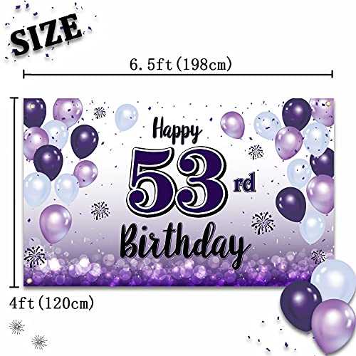 LASKYER Happy 53rd Birthday Purple Large Banner - Cheers to 53 Years Old Birthday Home Wall Photoprop Backdrop,53rd Birthday Party Decorations.