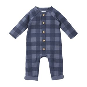 mud pie baby boys boy waffle check bodysuit, blue, 3-6 months, blue, 3-6 months us