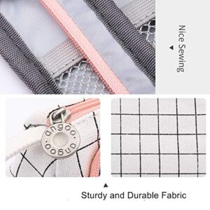 Pencil Case, Yloves Big Capacity Pen Pencil Bag Pouch Box Organizer Holder with 2 PCS Index Tabs for School Office (White Plaid)