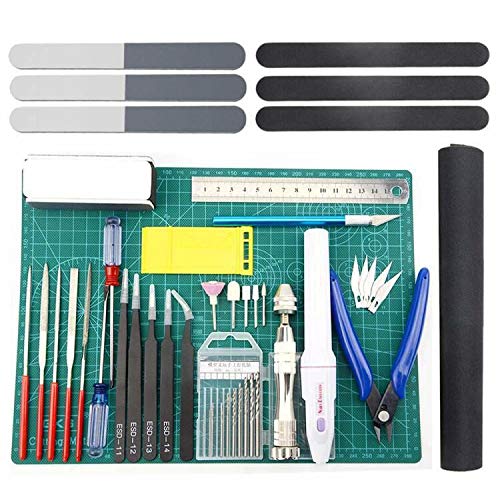 BXQINLENX Professional 33 PCS Gundam Model Tools Kit Modeler Basic Tools Craft Set Hobby Building Tools Kit for Gundam Car Model Building Repairing and Fixing (J)