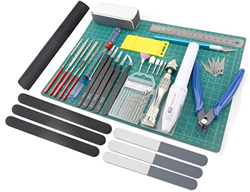 BXQINLENX Professional 33 PCS Gundam Model Tools Kit Modeler Basic Tools Craft Set Hobby Building Tools Kit for Gundam Car Model Building Repairing and Fixing (J)