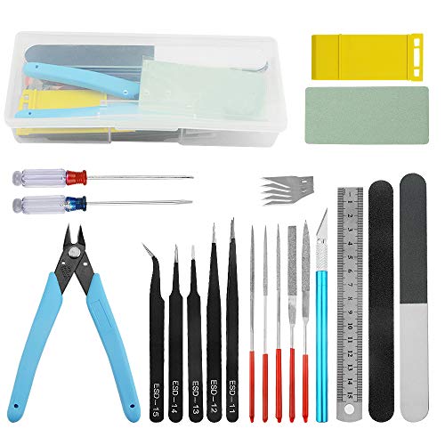 BXQINLENX Professional 20 PCS Gundam Model Tools Kit Modeler Basic Tools Craft Set Hobby Building Tools Kit for Gundam Car Model Building Repairing and Fixing(I)