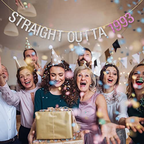 Deloklte Straight Outta 1993 Banner - Happy 30th Birthday Party Decoration for Women - Cheers to 30 Years, Fabulous Since 1993 Birthday Party Banner Photo Booth Props