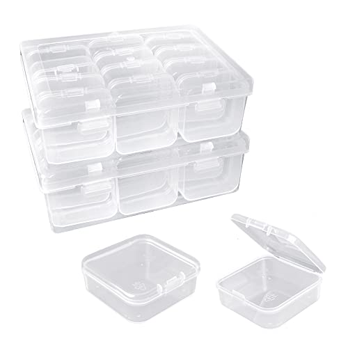 24 Pcs Small Bead Organizer, Dveda Clear Bead Storage Containers Plastic Storage Case with 2Pcs Rectangle Clear Craft Supply Cases for Small Beads Seed Storage