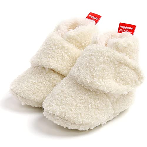 KIDSUN Newborn Infant Baby Boys Girls Fleece Booties Stay On Socks Soft Shoes Non Skid Winter Warm Christmas Slippers