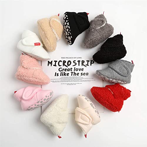 KIDSUN Newborn Infant Baby Boys Girls Fleece Booties Stay On Socks Soft Shoes Non Skid Winter Warm Christmas Slippers