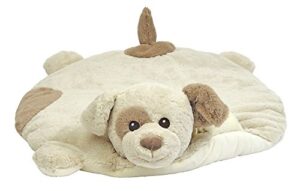 bearington baby lil’ spot belly blanket, beige puppy dog plush stuffed animal tummy time play mat