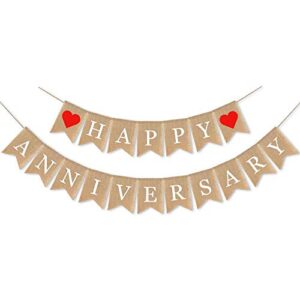 swyoun burlap happy anniversary banner party bunting garland wedding decoration supplies