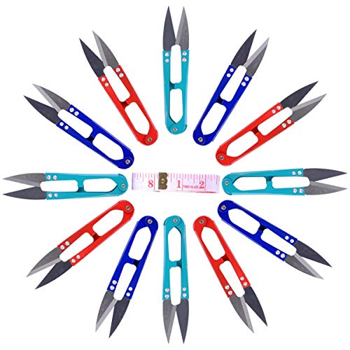 UCEC 12Pcs U Sewing Scissors Clippers, Embroidery Thrum Yarn Fishing Thread Beading Cutter, Mini Small Snips Trimming Nipper, Great for Stitch,DIY Supplies