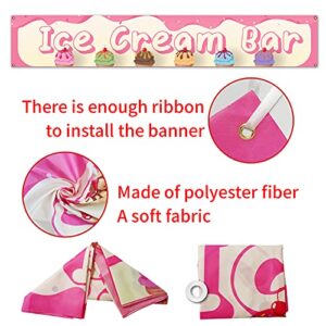 Ice Cream Bar Large Banner Sign Backdrop,Ice Cream Theme Party Decorations Supplies For Children Kids Boys And Girls,Pink Ice Cream Theme Baby Shower Large Banner 9.8x1.6ft