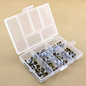 X-AT 4 Pack Mini Clear Plastic Jewelry Box,6 Grid Small Craft Storage bead organizer with Hanging Design