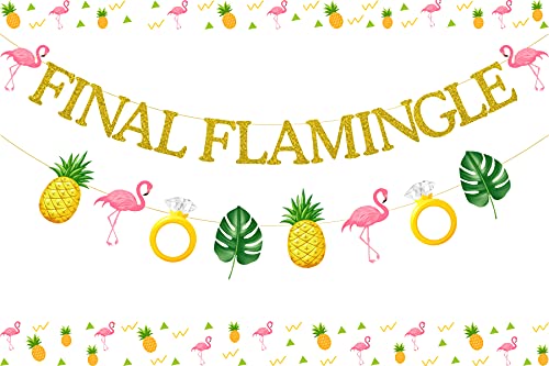 Bachelorette Party Decorations Final Flamingle Banner Pineapple Flamingo Ring Garland for Women's Hawaii Tropical Backdrop Summer Party Supplies