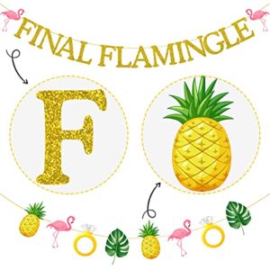 Bachelorette Party Decorations Final Flamingle Banner Pineapple Flamingo Ring Garland for Women's Hawaii Tropical Backdrop Summer Party Supplies