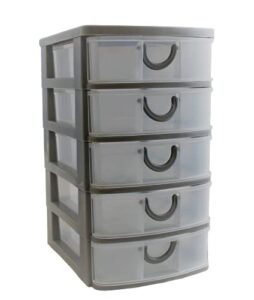 5 drawer mini plastic organizer makeup hba cosmetics arts & crafts desktop stationary (gray)