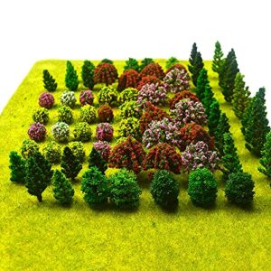 70pcs mini model trees mixed miniature trees model train scenery artificial wargame trees model railroad scenery diorama supplies for diy scenery landscape