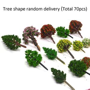 70pcs Mini Model Trees Mixed Miniature Trees Model Train Scenery Artificial Wargame Trees Model Railroad Scenery Diorama Supplies for DIY Scenery Landscape