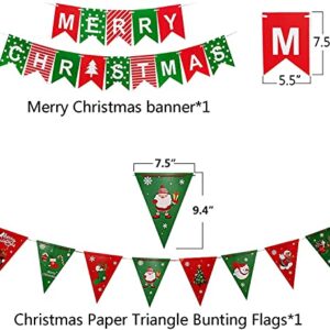 Christmas Party Decorations Banner Indoor and Outdoor Handmade Paper Fan, Honeycomb Trees Honeycomb hat,Christmas Banner Bunting,Swirls Garland Foil Hanging for Christmas Birthday Wedding Baby Shower