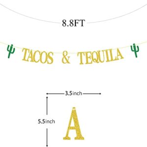 Tacos & Tequila Banner, Gold Taco Banner for Mexician Taco Party/Taco Tuesdays/Tacos and Tequila Party/for Mexican Fiesta Fiesta/Birthday Decorations Gold Glitter