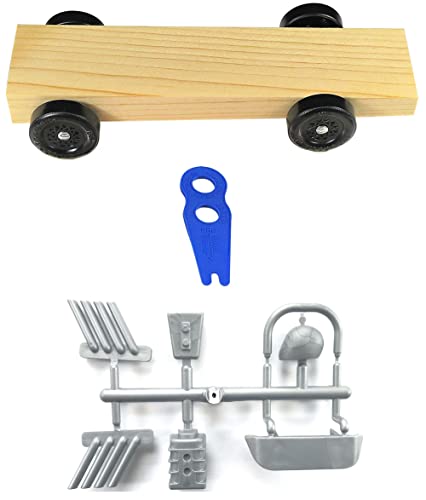 Pintwood Pro Basic Derby Car Kit with Official Wheels, Official axles and pre-Cut pre-drilled Wedge Block