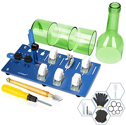 Glass Bottle Cutter Upgraded Bottle Cutting Machine for Cutting Round, Oval Bottles, Home Craft DIY Glass Cutter Bundle Tools for Cutting Wine, Beer, Whiskey, Champagne - Complete Accessories Tool Kit