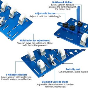 Glass Bottle Cutter Upgraded Bottle Cutting Machine for Cutting Round, Oval Bottles, Home Craft DIY Glass Cutter Bundle Tools for Cutting Wine, Beer, Whiskey, Champagne - Complete Accessories Tool Kit