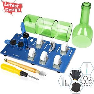 Glass Bottle Cutter Upgraded Bottle Cutting Machine for Cutting Round, Oval Bottles, Home Craft DIY Glass Cutter Bundle Tools for Cutting Wine, Beer, Whiskey, Champagne - Complete Accessories Tool Kit