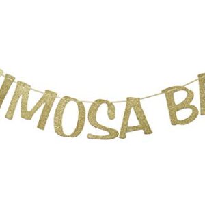 Mimosa Bar Sign Banner Gold Glitter Decorations for Bridal Shower Champagne Brunch Baby Shower Wedding Engagement Birthday Party Graduation Fiesta