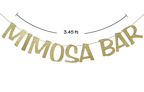 Mimosa Bar Sign Banner Gold Glitter Decorations for Bridal Shower Champagne Brunch Baby Shower Wedding Engagement Birthday Party Graduation Fiesta