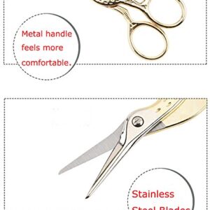 BIHRTC 4.5" Stainless Steel Sharp Tip Classic Stork Scissors Crane Design Sewing Scissors DIY Tools Dressmaker Shears Scissors for Embroidery, Craft, Needle Work, Art Work & Everyday Use (Gold)