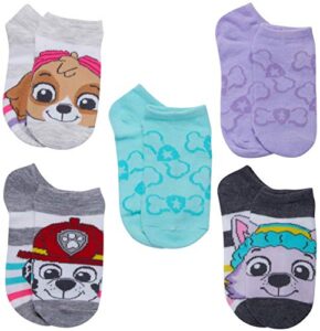 nickelodeon girls paw patrol 5 pack no show casual sock, multi, 6-8.5 us