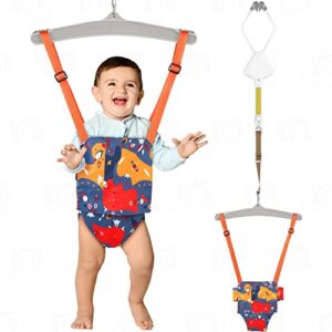 door jumper for baby swing jumper, adjustable johnny jumper w seat, baby doorway jumper set great for baby exerciser, durable door clamp bumper jumper for 6-24 months toddler infant