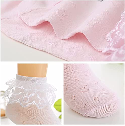 Hopply Girls Lace Ankle Socks Ruffle Frilly Cotton Socks Trim Lace,Princess Socks for Big Girls 4 Pack (as1, age, 6_years, 8_years, 4pairs, L)