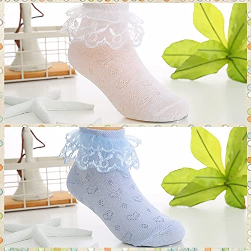 Hopply Girls Lace Ankle Socks Ruffle Frilly Cotton Socks Trim Lace,Princess Socks for Big Girls 4 Pack (as1, age, 6_years, 8_years, 4pairs, L)