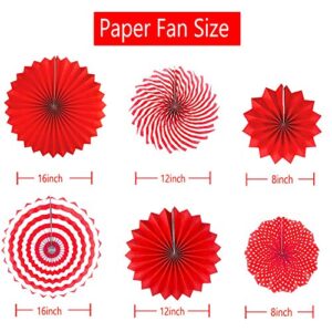 Doumeny 49PCS Valentines Day Party Decorations Kit with Valentine's Paper Fans, Heart Garland Banner, Paper Pompoms, Heart Balloons, Hanging Heart Swirls for Wedding Valentine Anniversary Party