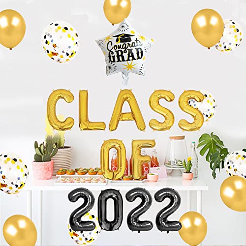 Geloar Class of 2022 Balloons Banner, Class of 2022 Balloons Congratulations Grad Sign Graduate Party Supplies Decoration High School Graduation College Nurse Law School Set of 24 PCS