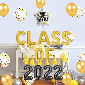 Geloar Class of 2022 Balloons Banner, Class of 2022 Balloons Congratulations Grad Sign Graduate Party Supplies Decoration High School Graduation College Nurse Law School Set of 24 PCS