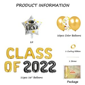 Geloar Class of 2022 Balloons Banner, Class of 2022 Balloons Congratulations Grad Sign Graduate Party Supplies Decoration High School Graduation College Nurse Law School Set of 24 PCS