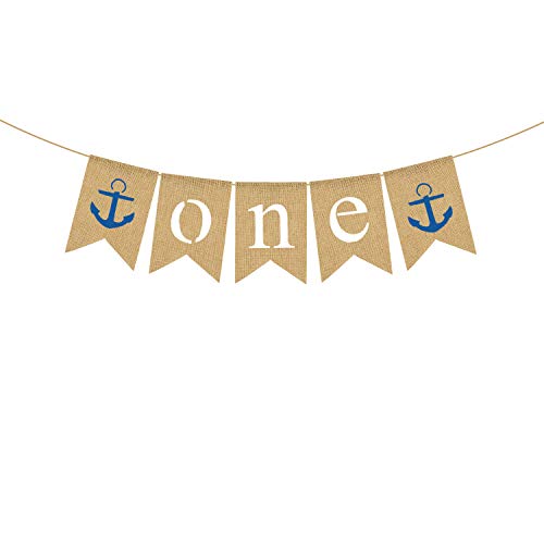 Rainlemon Nautical Boy 1st Birthday High Chair Banner Anchor Sailor One Highchair Bunting Garland Decoration